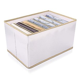 HIPTIS Drawer Organizers for Clothing, 7 Grid Wardrobe Clothes Organizers, Clothing Organizer for Folded Clothes and Storage for Bedroom, Clothes Organizer for Thin Jeans, Leggings, Thin Sweaters, Bra
