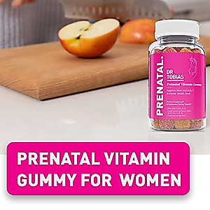 Dr. Tobias Prenatal Vitamin Gummy – Iron Free Prenatal Vitamins with DHA and Folic Acid – Good Source of Niacin, Biotin, B6, & B12 – Supports Overall Health – 60 Gummies, 30 Servings (2 Daily)