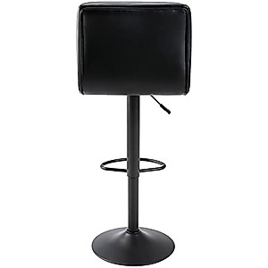 Vogue Furniture Direct PU Leather Square Bar Stools, Modern Adjustable Swivel Barstools with Back, Armless Airlift Counter Height Chairs for Kitchen Dining Pub Cafe, Set of 2 (Black, Black Base)