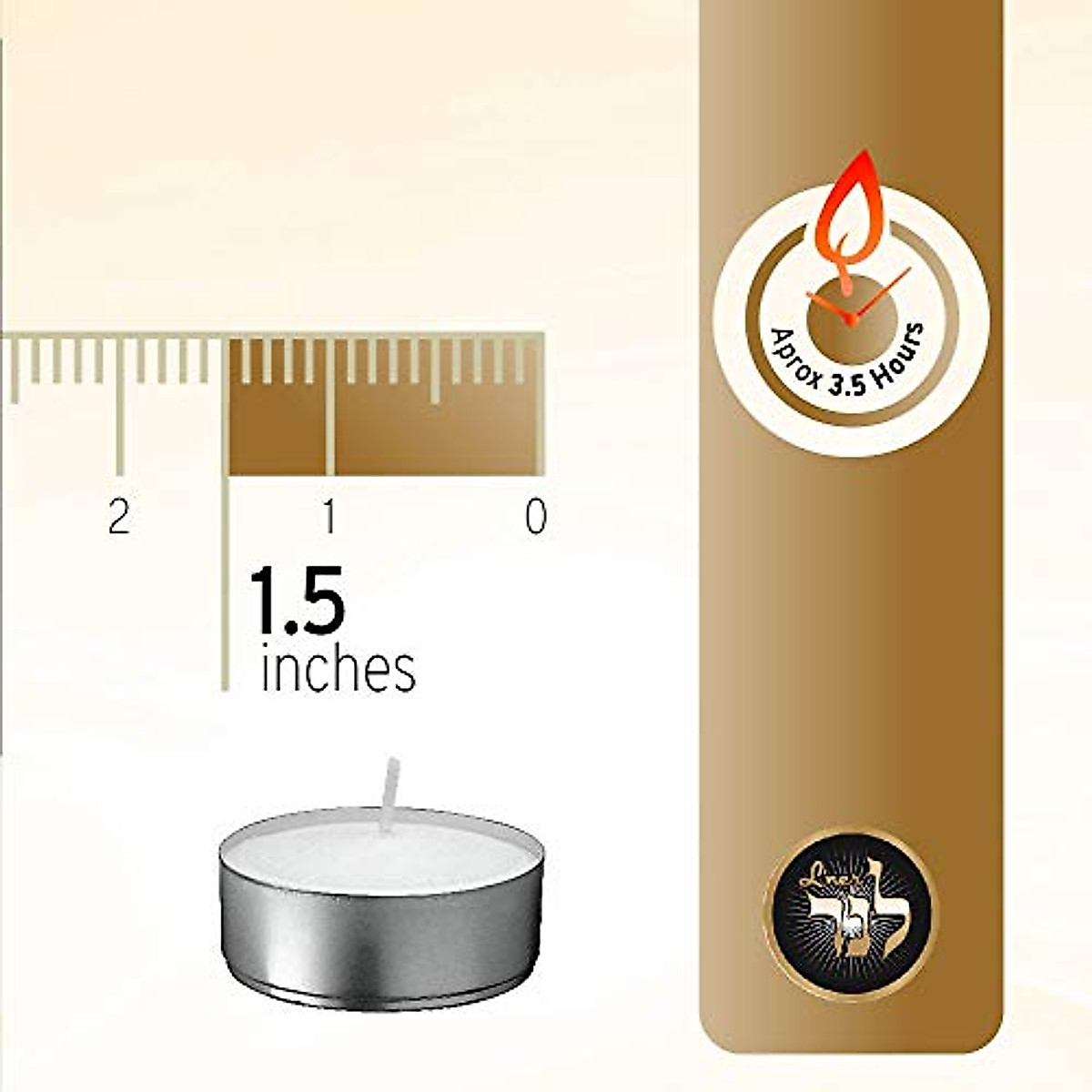 L'ner Tea Light Candles – Set of 100 Unscented Candles – Burns Aprx. 3.5 Hour – Party Candles – Tea Light Ambience Candles – Restaurant Decorations