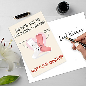 GlightG Happy 2nd Anniversary Card Gifts for Him Her, Funny 2nd Wedding Anniversary card for Women Men, Cotton Anniversary Greeting Card for Husband Wife, Cute 2 Year Anniversary Cards Decorations