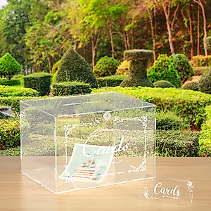 Bemodst Acrylic Wedding Card Box Gift Box Holder, Clear Large Letter Envelope Boxes with Lock and Slot for Reception Decoration Fundraiser Money Box Election Ballot Graduation Keepsake Party Favor