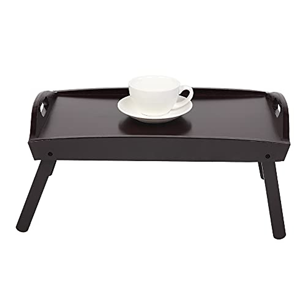MengK Convenient and Stylish Foldable Curved Breakfast Tray in Brown - Enjoy Breakfast in Bed or Work from Anywhere with This Portable Tray