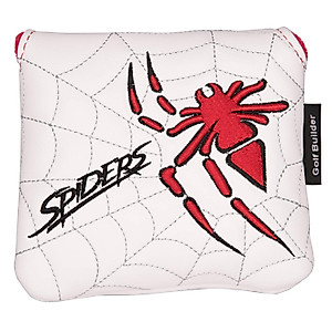 Golf Builder Spider Embroidery Golf Club Square Mallet Cover Spider Mallet Cover (White)