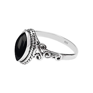 Black Onyx Stone Ring 925 Sterling Silver Statement Ring For Women and Girls Handmade Rings Natural Gemstone Ring Promise Ring For Christmas Size US 8 Gift For Her