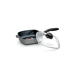 Swiss Diamond 8"x8" 2.1Qt Square Saute Pan HD Nonstick Diamond Coated Aluminum Square Saute Pan Includes Lid Dishwasher/Oven Safe