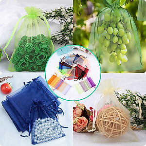 MISSJOJIAY 100Pcs Organza Bags Gift Bags, Sheer Organza Bags for Wedding Favor With Drawstring, 4.72 x 4 Inch Gift Bags, Party Favor Bags, Jewelry Bags. (multicolor)
