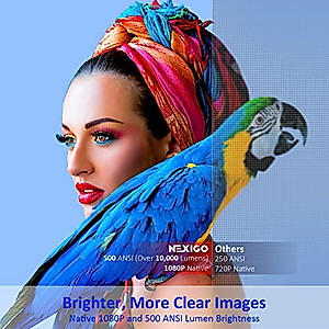 NexiGo Outdoor Projector, Native 1080P, Dolby_Sound Support, Movie Projector with WiFi and Bluetooth 5.1, Compatible w/TV Stick,iOS,Android,Laptop,Console (Renew)