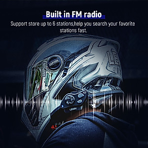 LEXIN 2pcs LX-FT4 Pro 4-Way Motorcycle Bluetooth Headset Featuring Integrated Headlamp with SoS Mode, Amazing Audio, Helmet Intercom Communication System with Type-C Quick Charge for Snowmobile/ATV