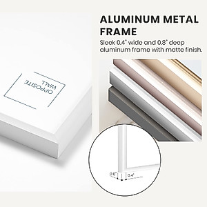 Opposite Wall Aluminium Metal Picture Frame, 16x20 in. | 41x51 cm White Sleek Matte, Lightweight, Shatterproof and Durable, Perfectly Crafted for Picture, Poster, Photo and Collage Displays