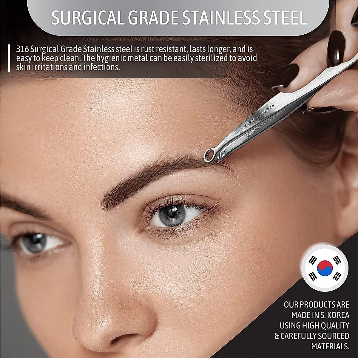 rinocos [Made in Korea] Hand-Made Nose Hair Trimmer for Men - Nasal Clippers, Nose Hair Clippers, 304 Surgical-Grade Stainless Steel, Eyebrow Trimmer, Third-Generation Craftmanship (Silver)