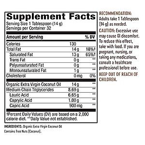 Nature's Way Organic Extra Virgin Coconut Oil, Pure & Unrefined, Cold-Pressed, USDA Organic, Non-GMO