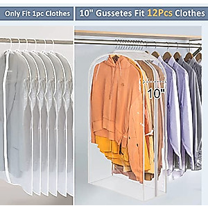 SLEEPING LAMB 10" Gusseted Clear Garment Bags for Hanging Clothes Suit Bags for Closet Storage Clothing Cover for Coats, Jackets (3 Packs)
