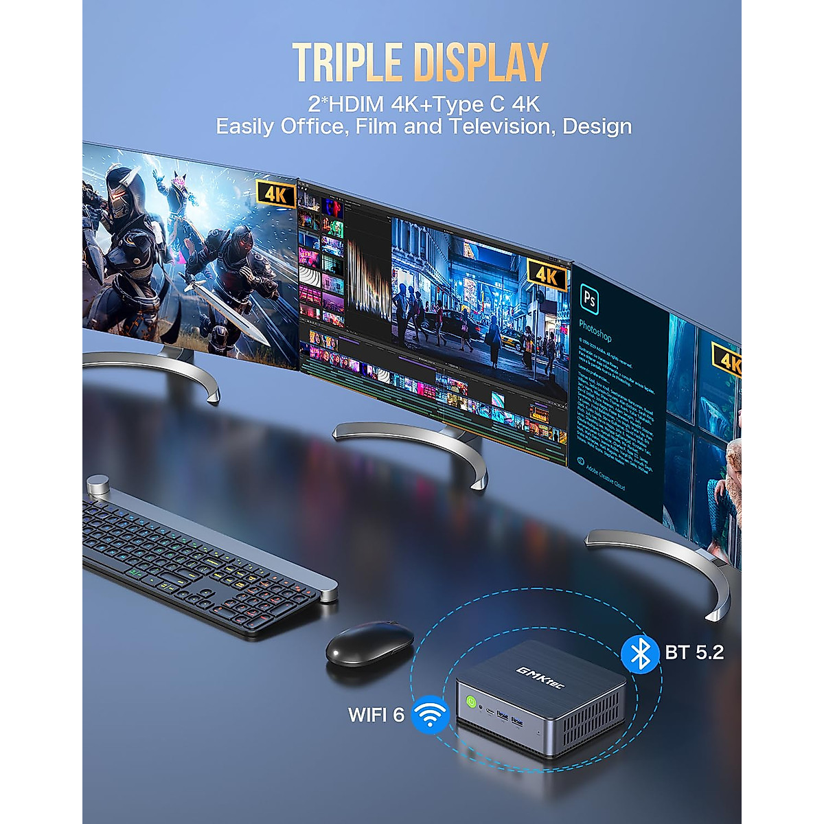 GMKtec K1 Mini Powerhouse Gaming Computer AMD Ryzen 7 6800H (8C/16T, 4.70Ghz), Mini Gaming PC 16GB DDR5+512GB M.2 2280 PCle SSD AMD Radeon 680M, Windows 11 Pro, WiFi 6, BT 5.2, DP, RJ45 2.5G