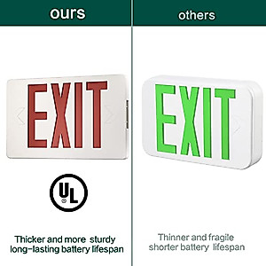 EXITLUX 2 Packs LED Exit Lights with Emergency Lights-Double Face Two LED Adjustable Head Emergency Exit Lights with Battery Backup Dual LED Lamp ABS Fire Resistance UL Listed 120-277VAC.…