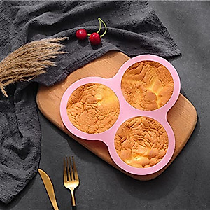 Forsaken Air Fryer Egg Mould Air Fryer Egg Pan 3 Cavity Silicone Poached Egg Moulds for Air Fryer Round Muffin Tray Muffin Moulds Air Fryer Muffin Pan Non Stick Easy to Clean Multifunctional