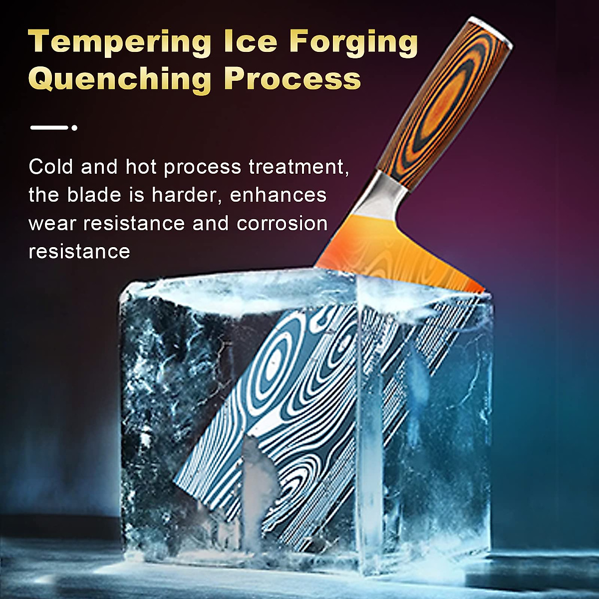 Professional Chinese Chef's Knife, Ultra Sharp Meat Cleaver 7.8 Inch, Damascus pattern Chopping Knife, 40Cr13 Steel Blade Thickness 3 mm, TJ SEGA Series TC19022