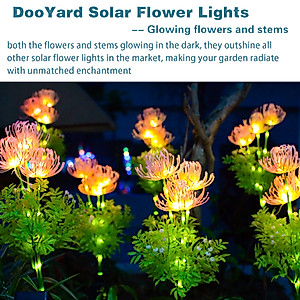 DooYard Solar Garden Lights, Solar Flowers Lights with Glowing Flowers & Stems, Upgraded Solar Panel, Solar Lights Outdoor for Garden Decoration,Yard Decor and Gift for Mother (2 Pack)