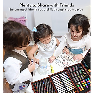 194 Piece Deluxe Art Set, Painting Drawing Art Supplies with 4 Drawing Pads, Acrylic Paints, Crayons, Colored Pencils Set in Wooden Case, Art Kit Gift Box for Kids, Teens, Adults, Artists, Beginners