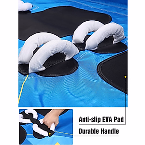 Vitalmeter Towable Tube for Boating 3 Rider Inflatable Water Sports Towable Tube with EVA Foam Seat Pads, Dual Tow Points, Grip Handles for Kids Adults Blue