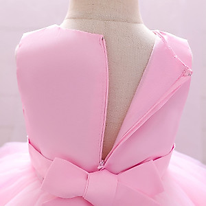 Flower Baby Girl Lace Dress Toddler Tulle Sleeveless Bow Princess Party Wedding Pageant Bridesmaid (Pink.4-5 T)