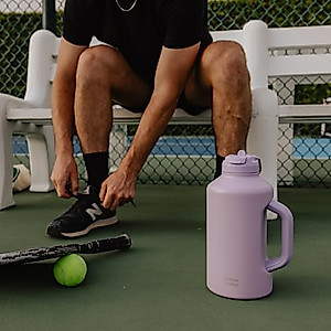 BOTTLE BOTTLE Insulated Water Bottle 64 oz with Straw and Dual-use Lid Stainless Steel Water Bottle with Handle Stainless Steel Jug for Workout Gym Soccer and More Sports purple