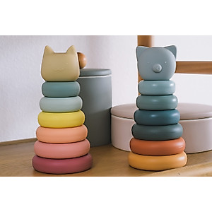 Luminous Baby Stacking and Nesting Toy, Soft Building Stacker, Teether and Squeeze Play, Montessori Early Educational Learning, Best for Boys and Girls, Teething Toy (Kitty cat)
