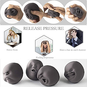 Funny Human Face Emotion Balls,Fidget Toys Stress Relief Squeeze Ball Stress Toys for Kids and Adults,Sensory Toys for Autism (Black, Sulkiness)