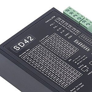 Stepper Motor Driver, 2 Phase Digital Electronic Aluminum Alloy Controller Easy to Install DC20~50V 1.0~4.2A Micro Step Resolutions SD42