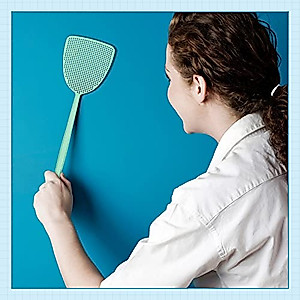 100 Pieces Fly Swatter Plastic Fly Swatters Heavy Duty Colorful Strong Flexible Manual Fly Swat Set Strong Durable Flexible Long Handle Manual Swat Flies and Mosquitoes Striking Fly Swatters Set