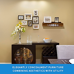 AMBER IMPRINT Hidden Gun sotrage Shelf-Concealment Furniture - 14.4'' Wide Shelf Hidden Storage - Hidden Storage Wall Decor - Wall Safe Hidden Shelf - Concealment Shelf for Home-Gun Safe for Handgun