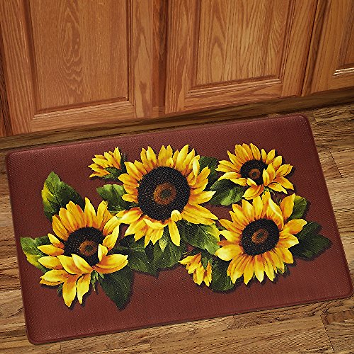 Sweet Home Collection Memory Foam Anti Fatigue Durable Non Skid Rug, 30" x 18", Black Eyed Susan