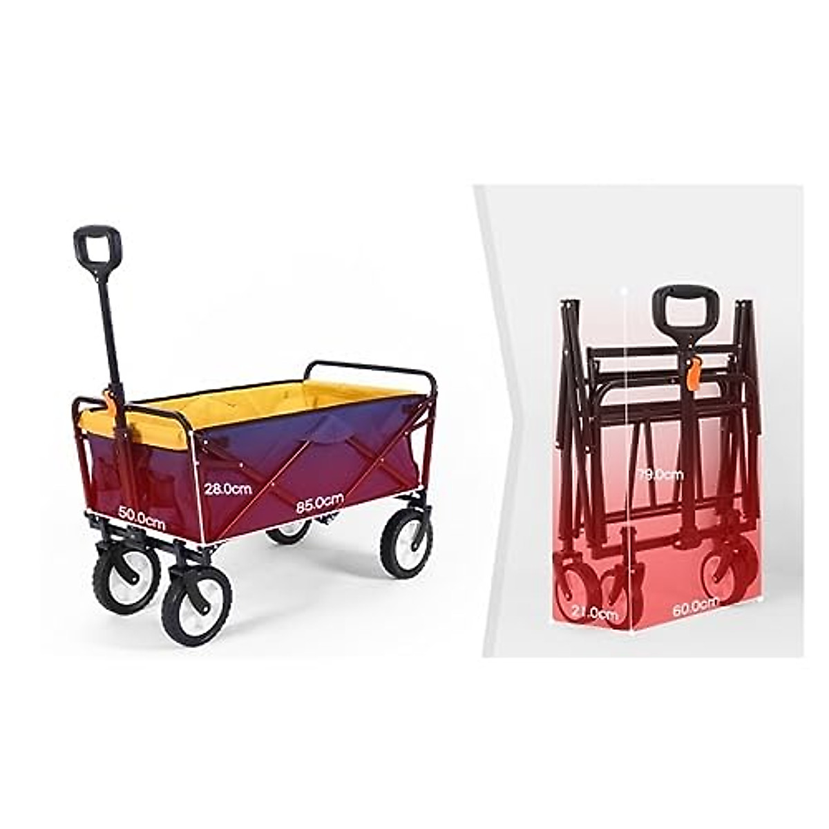 Suuim Garden Wagon Folding Wagon Utility Wagon Collapsible Utility Wagon Carts Large Capacity Beach Folding Wagon with Large Wheels Outdoor Camping Collapsi