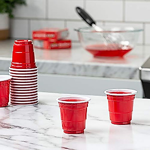 Comfy Package GUSTO [300 Count] 2 oz. Mini Plastic Shot Glasses - Red Disposable Jello Shot Cups (Formerly