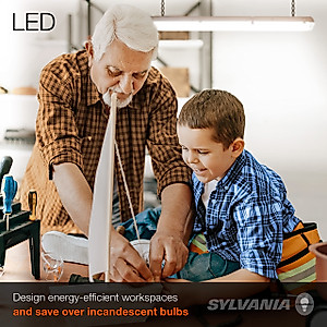 SYLVANIA 4FT LED SHOPLIGHT, 42 Watts, 4000K color temp, Ultra, Slim Design, Direct Plug with Pull Chain, Application 3-in-1, Energy Star (61451), Cool White, 1 Count (Pack of 1)