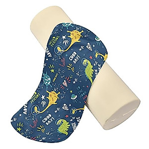 Vnurnrn Space Adventure Dinosaurs Neck Support Pillow Round Neck Roll Bolster Cylinder Pillow Cervical Pillows Arm Pillow for Leg Knee Back Head Support for Work Men Women Bed