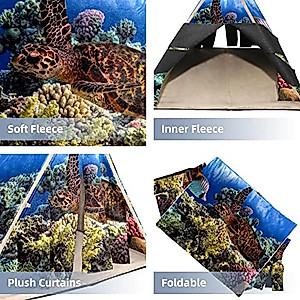 Turtle Underwater Sea, Guinea Pig Bed Washable Small Animal Hideout, Hamster Cage Accessories for Gerbils Chipmunks Squirrels Hedgehogs Guinea Pigs