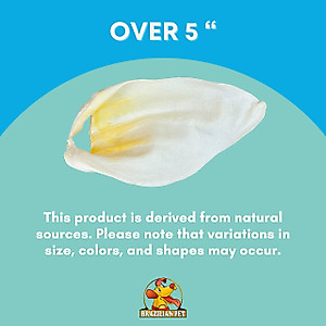 Brazilian Pet 100% Natural - Over 5 inches- Real Cow Ears Prime Dog Chews, Free Range Grass Fed Cattle (100 Count)