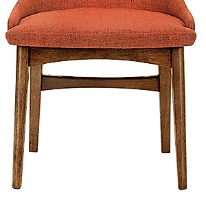 Armen Living Azalea Fabric Wood Dining Side Chairs-Set of 2, 19" SH, Orange/Walnut