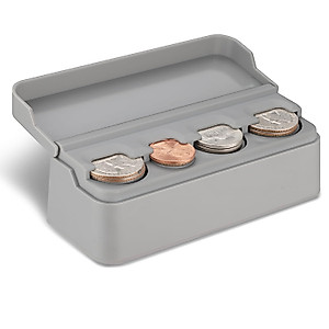 SINGARO Coin Holder for Car, Coin Change Organizer Compatible with Coins of Different Sizes, Dash-Mounted Holder Suitable for Most Cars, Trucks(Gray)