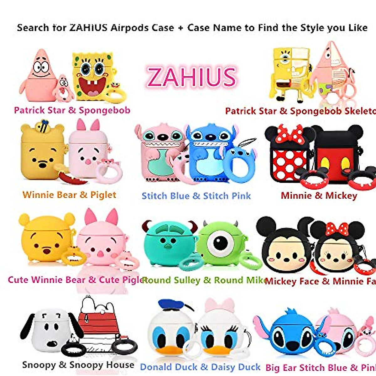 ZAHIUS Airpods Silicone Case Funny Cover Compatible for Apple Airpods 1&2 [Cartoon Pattern][Best Gift for Girl Boy](2PACK Super Mario/Super Mushroom)