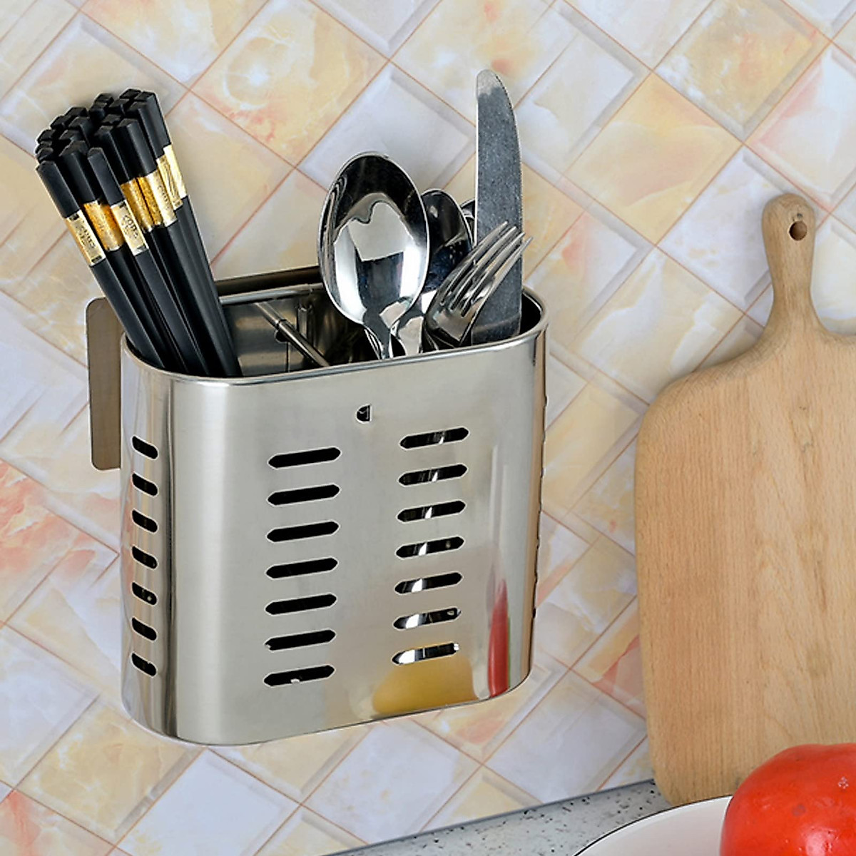 Fdit Household Wall Mount Utensil Drying Racks,Cooking Utensil Holder Flatware Hanging Organizer Drying Racks with Hollow Design for Spoons Knives Forks Chopsticks