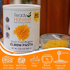 Ready Harvest Quick-Cook Pasta Elbows Small Pasta Instant Pasta Precooked Pasta | Bug Out Bag Food | Survival Food Emergency Food Supply #10 Can 25-Year Shelf Life 2 lbs 6 Cans