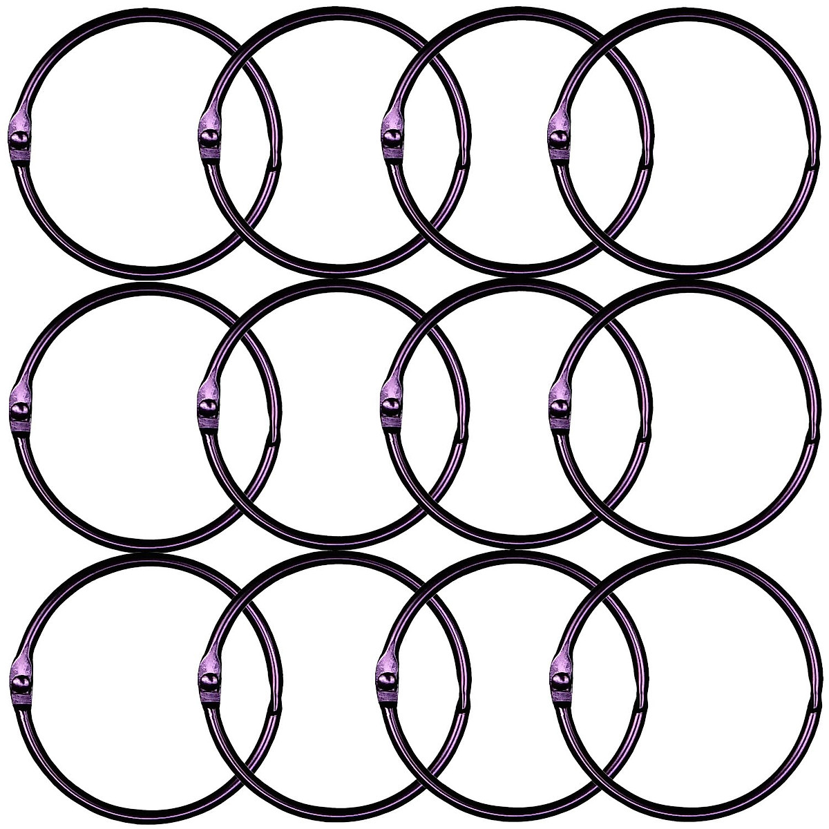 Black Shower Curtain Rings 2 inch (12 Pack) Metal Round Hooks Ring Rustproof for Bathroom Rod