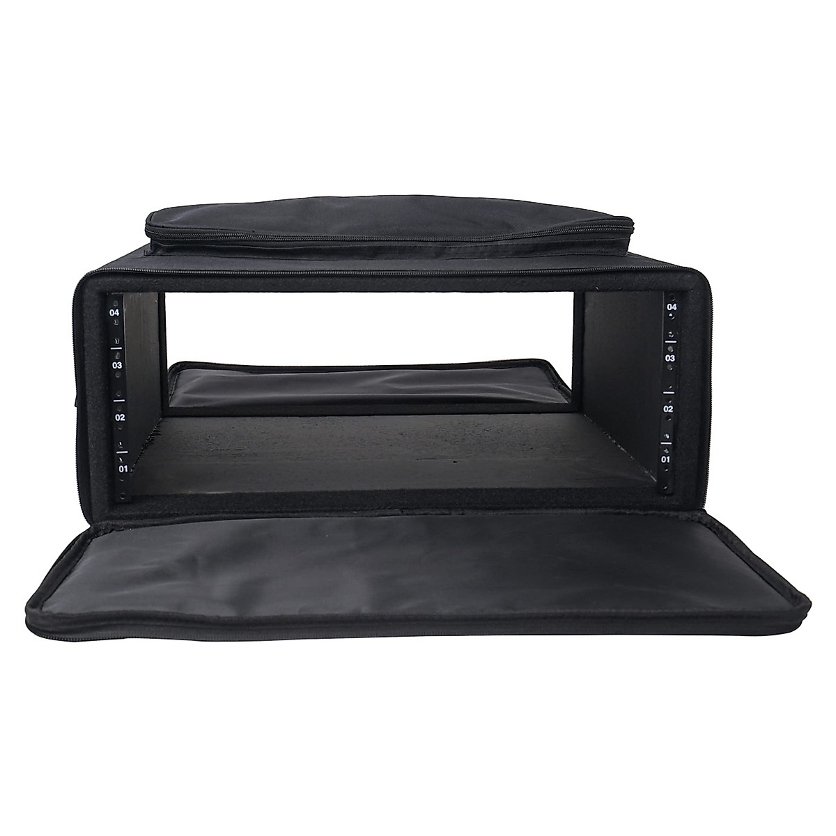 Sound Town Portable 4U Rack Bag, Soft Rack Case with 14" Rackable Depth, Plywood Rack Frame, Shoulder Strap, Accessory Pocket (STRB-416B)