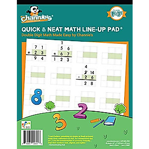 Channie’s Quick and Neat Math LineUp Workbook for 1st-3rd Grade Elementary School Students,Double Digit Math Made Easy, 80 Pages