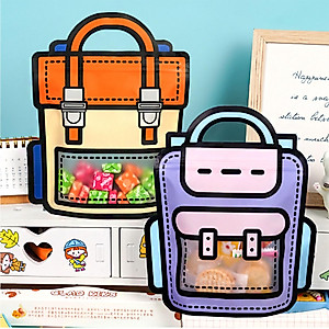 AHUIFT Cute Christmas Goodie Bags For Kids Party Favor Reusable Ziplock 2D Treat Bags With Handle For Candy, Snack, Birthday, Party Gift BackPack Style 10 PCS Orange