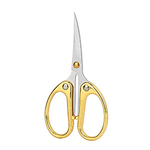 Aemoe 4.5 Inch Cute Embroidery Scissors with Curved Tip for Sewing, Small Stainless Steel Sharp Scissors Craft Shear for DIY Craft Art Work Sewing Handicrafts Needlework Tool and Daily Use Gold