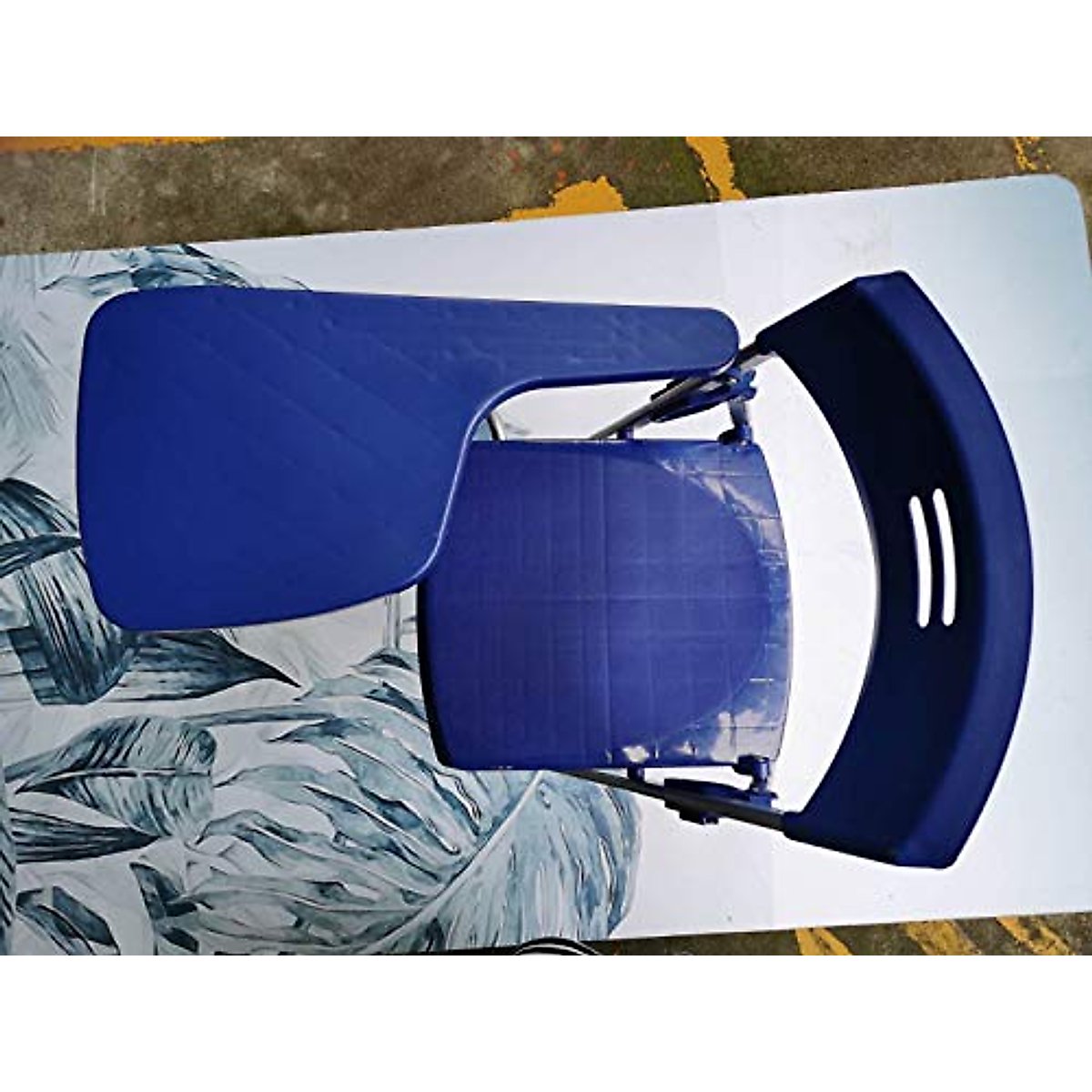 Yosogo Folding Chair with Writing Board (Blue Color) - Ergonomic Compact Portable Plastic Foldable Chair with Side Table, Book Net and Breathable Backrest for Student and Office