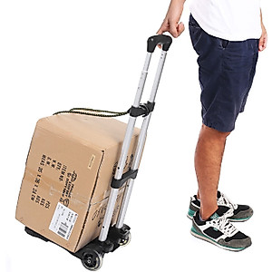 Wawxmo Aluminum Folding Hand Trucks Portable Luggage Cart with Wheels Lightweight Travel Hand Truck/Heavy Duty Moving Dolly (80LB)